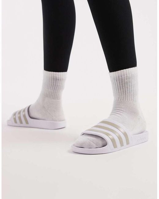 adidas Originals Adidas Training Adilette Aqua Slides in Black | Lyst UK