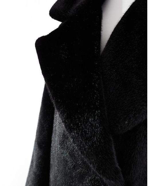 ASOS Asos Design Tall Longline Chuck On Faux Fur Coat in Black | Lyst