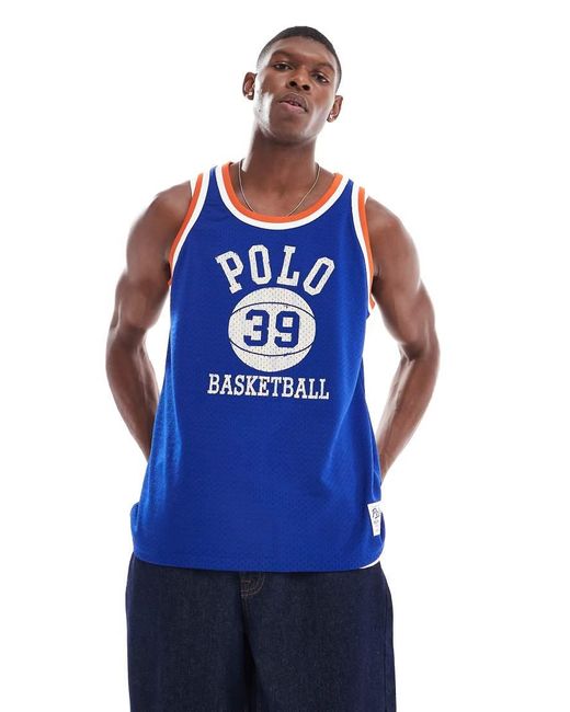 Polo Ralph Lauren Mesh Logo Basketball Vest in Blue for Men | Lyst UK