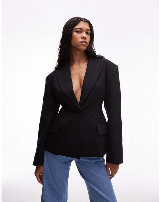 ASOS – geformter, taillierter blazer in Blau | Lyst DE