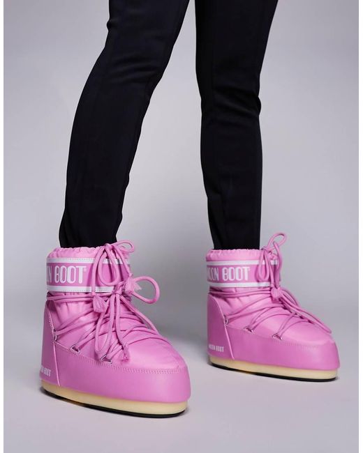 Moon Boot Moonboot Icon Low Nylon in Pink | Lyst UK