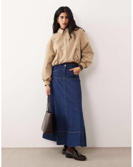 ASOS Drop Waist Denim Circle Skirt in Blue | Lyst UK