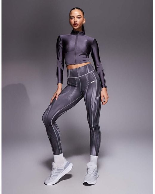 adidas Originals Adidas Training Hyperglam High Shine Zip Top in Purple ...