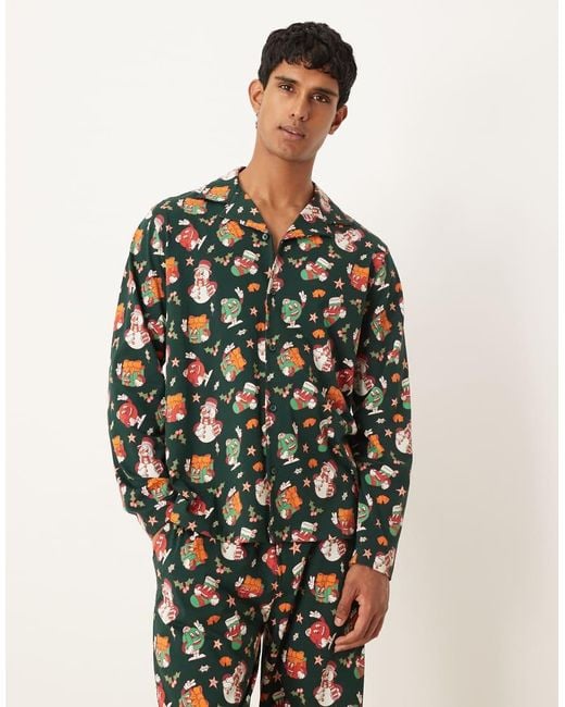 ASOS Christmas Pyjama Set With Characters Graphic in Natural for Men ...