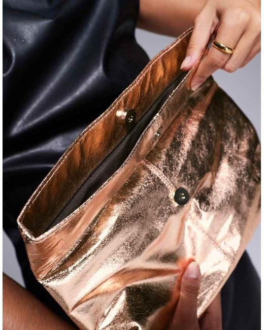 ASOS Fold Over Clutch Bag in Grey | Lyst UK