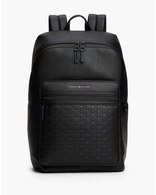 Tommy Hilfiger Modern Repeat Flag Mixed Texture Backpack in Black for ...
