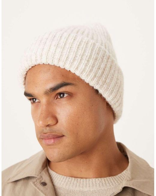 ASOS Knitted Beanie in Natural for Men | Lyst UK