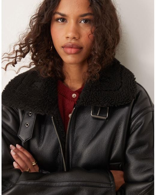 ASOS Funnel Neck Aviator Jacket in Black | Lyst