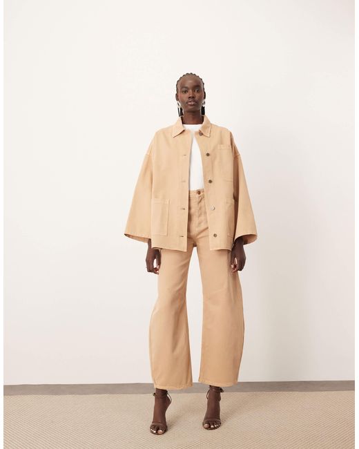 ARRANGE Oversized Mansy Denim Shacket in Natural | Lyst