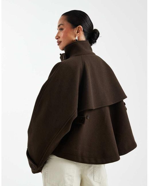 ASOS Asos Design Petite Cropped Cape Formal Coat in Black | Lyst UK