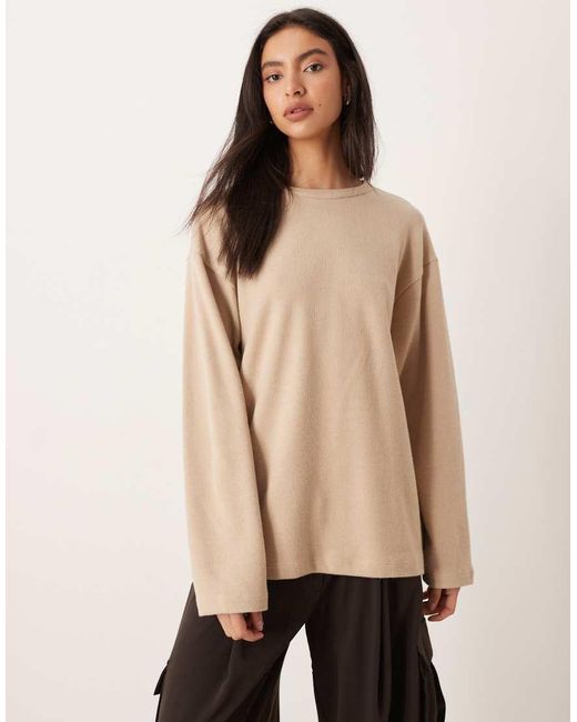 ASOS Super Long Sleeve Skater Tee in Natural | Lyst UK