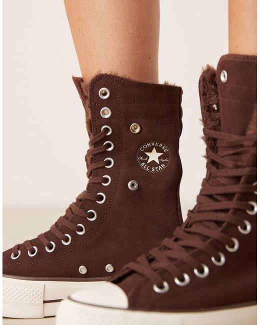 Converse Chuck Taylor All Star Fold Over Lift Trainers in Natural | Lyst UK