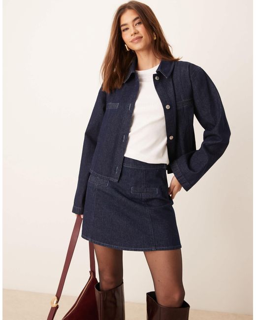 ASOS Denim Tailored Mini Skirt With Seam Details in Blue | Lyst