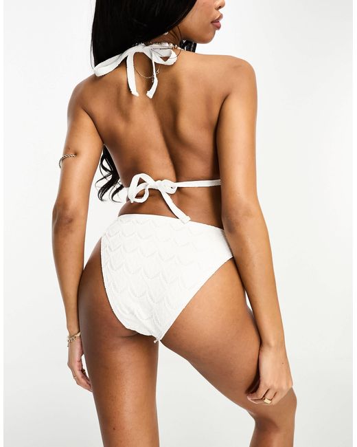 Peek & Beau Exclusive Textured Broderie High Leg Bikini Bottom in Brown | Lyst