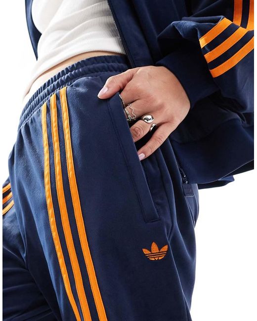 adidas Originals Classics Velvet Track Pants in Blue | Lyst UK