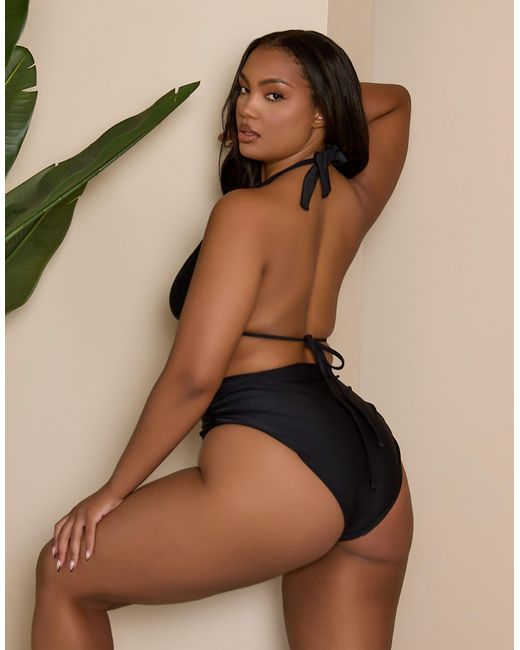 Moda Minx Curve X Bernadette Afia Bikini Bottom With Gold Hardware Detail in Natural | Lyst