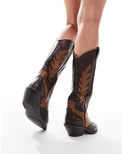 SEQWL Lexus Colourblock Western Boots in White | Lyst UK