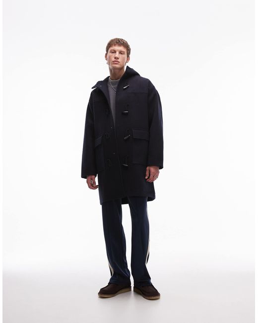TOPMAN Duffle Coat in Blue for Men | Lyst