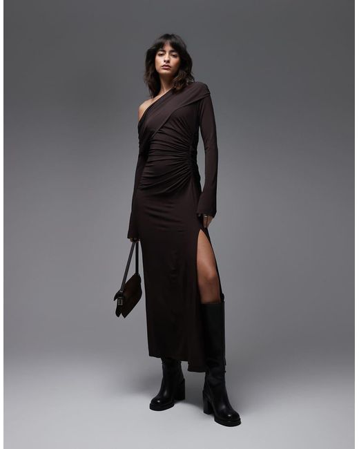 & Other Stories Draped One Shoulder Jersey Maxi Dress With Front Split ...