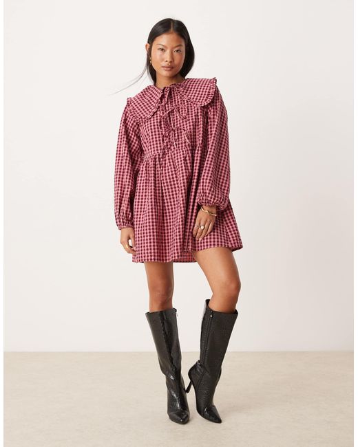 Nobody's Child Petite Blaze Collar Mini Dress in Red | Lyst