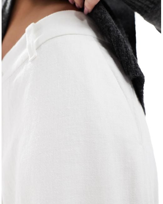 Hollister Low Rise Linen Wide Leg Trouser in White | Lyst