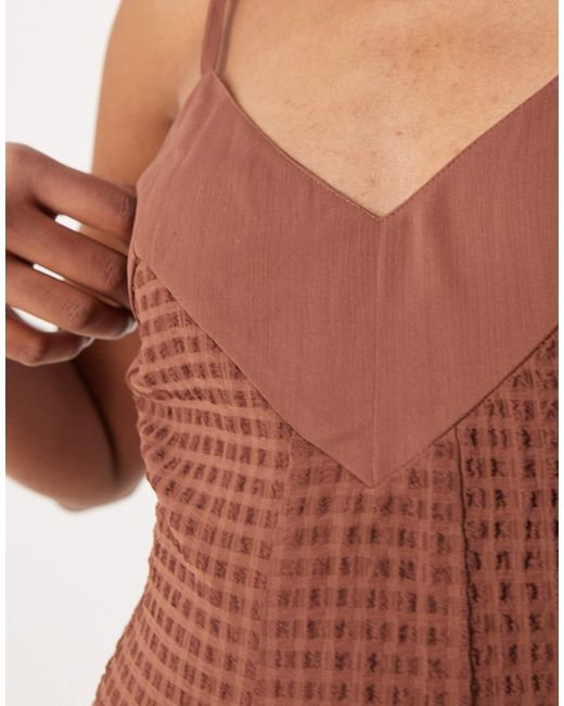 ASOS Seam Detail Cami Midi Dress With Flare Panels in Brown | Lyst