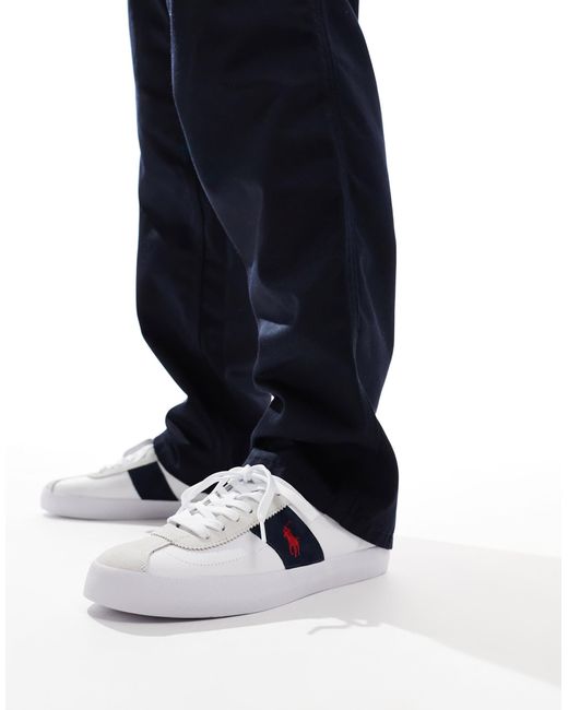 Polo Ralph Lauren Court Vulc Leather Suede Mix Trainer in Blue for Men ...