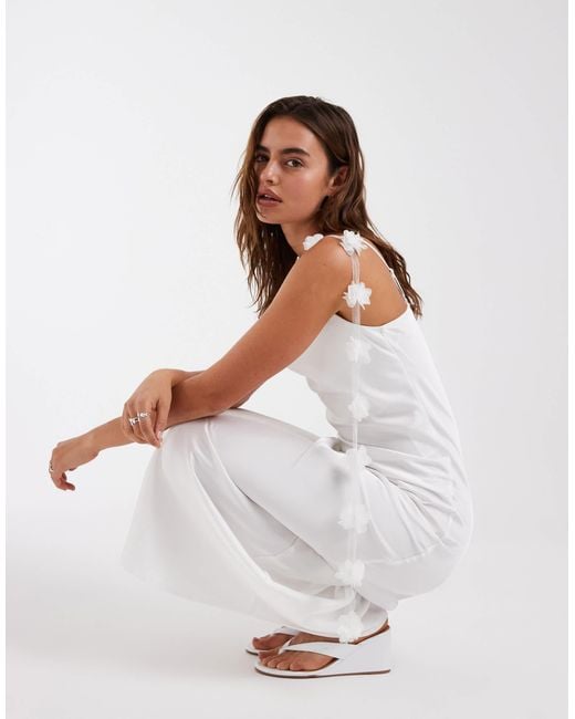 Vero Moda Satin Cowl Neck Maxi Dress With 3d Floral Applique Trim in ...