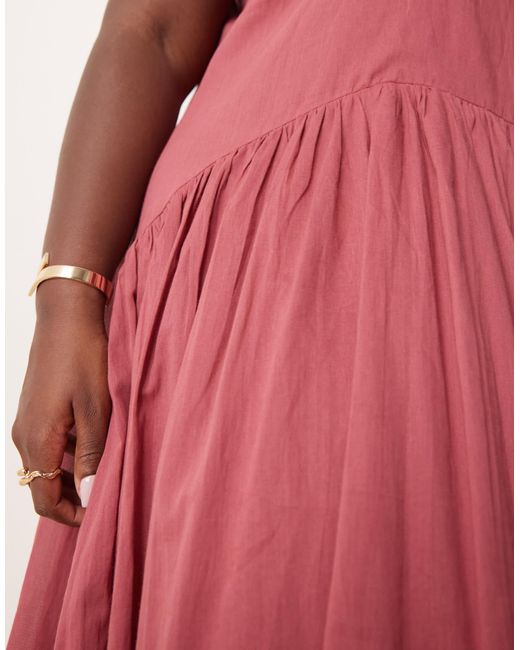 ASOS Asos Design Curve Dropped Waist Maxi Dress in Red | Lyst