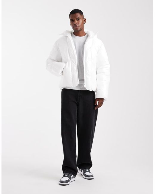 ASOS High Shine Oversized Puffer Jacket in White for Men | Lyst UK