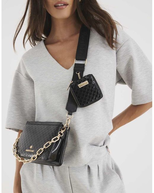 River Island Small Monogram Chain Cross Body Bag in Grey | Lyst UK