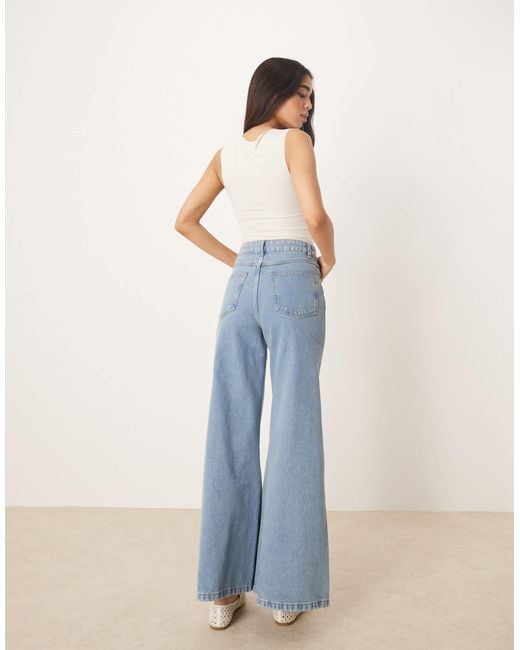 ASOS Flared 70's Jean With Wildflower Laser Design in Blue | Lyst