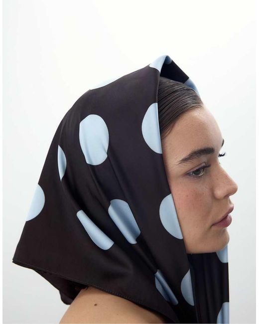 Stradivarius Large Polka Dot Scarf in Blue | Lyst UK