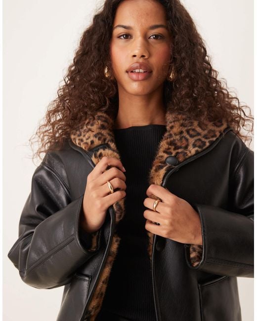 Mango Reversible Leopard Fur Jacket in Natural | Lyst