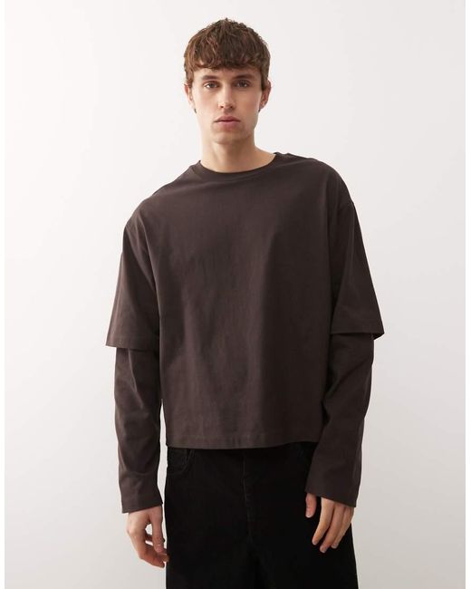 Collusion Double Layer Boxy T-Shirt in Grey for Men | Lyst UK
