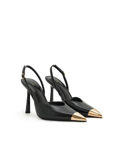 JW PEI Savannah Slingback Heels With Metal Toe Detail in Black | Lyst UK