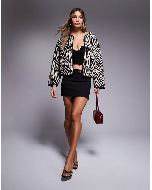 River Island Zebra Print House Coat in Gray | Lyst