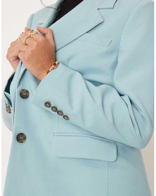Y.A.S Oversized Blazer With Tortoise Shell Button Detail Co-ord in Blue ...