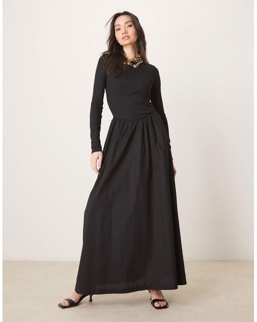 ASOS Ribbed Hybrid Maxi Dress in Black | Lyst