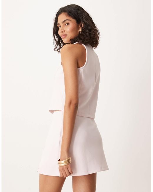 ASOS Co-Ord Mini Skirt With Split in Natural | Lyst