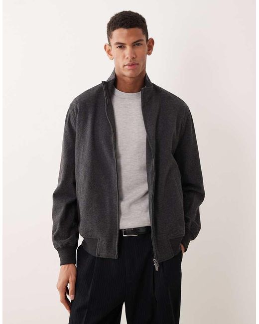 Mango Zip Though Harrington Jacket in Grey for Men | Lyst UK