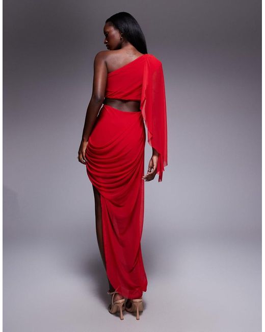ASOS Draped Mini Dress in Red | Lyst UK
