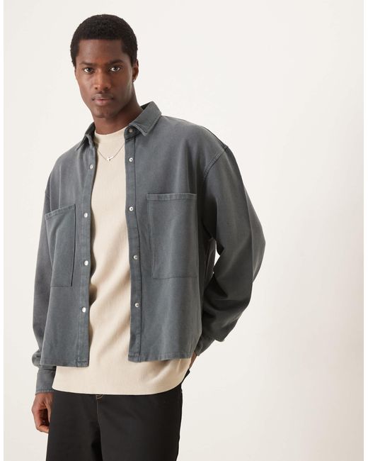 ASOS Oversized Shacket With Volume Sleeve in Gray for Men | Lyst