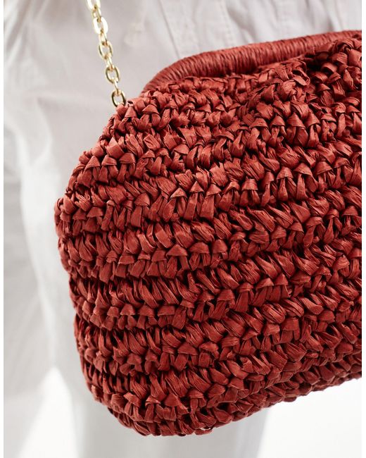 Mango Raffia Clutch Bag in White | Lyst UK