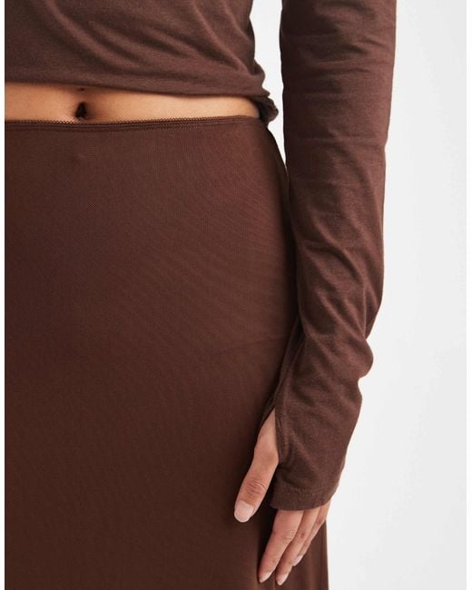 ASOS Mesh Midi Skirt in Natural | Lyst