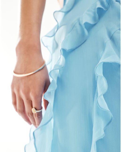 ASOS Ruffle Maxi Dress With Scoop Back in Blue | Lyst