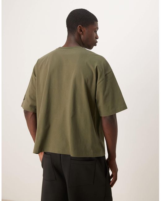 ASOS Oversized Boxy Heavyweight T-shirt With Chest Print And Seam Detail in Green for Men | Lyst