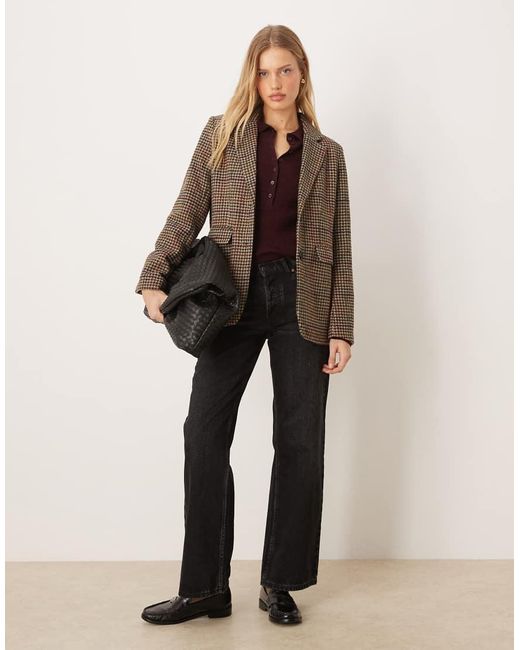 Vila Wool-texture Oversized Blazer in Brown | Lyst UK