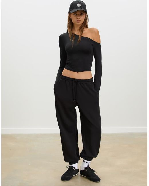 Stradivarius Asymmetric Polyamide T-shirt in Black | Lyst UK