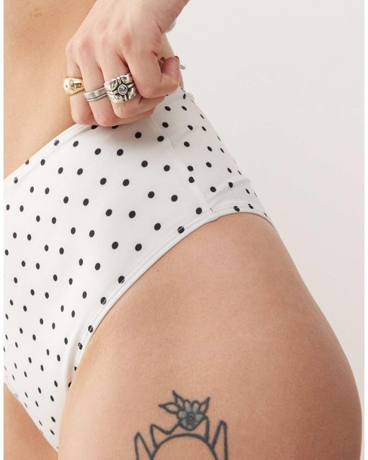 Monki Mix And Match High Waist Bikini Bottom in Natural | Lyst